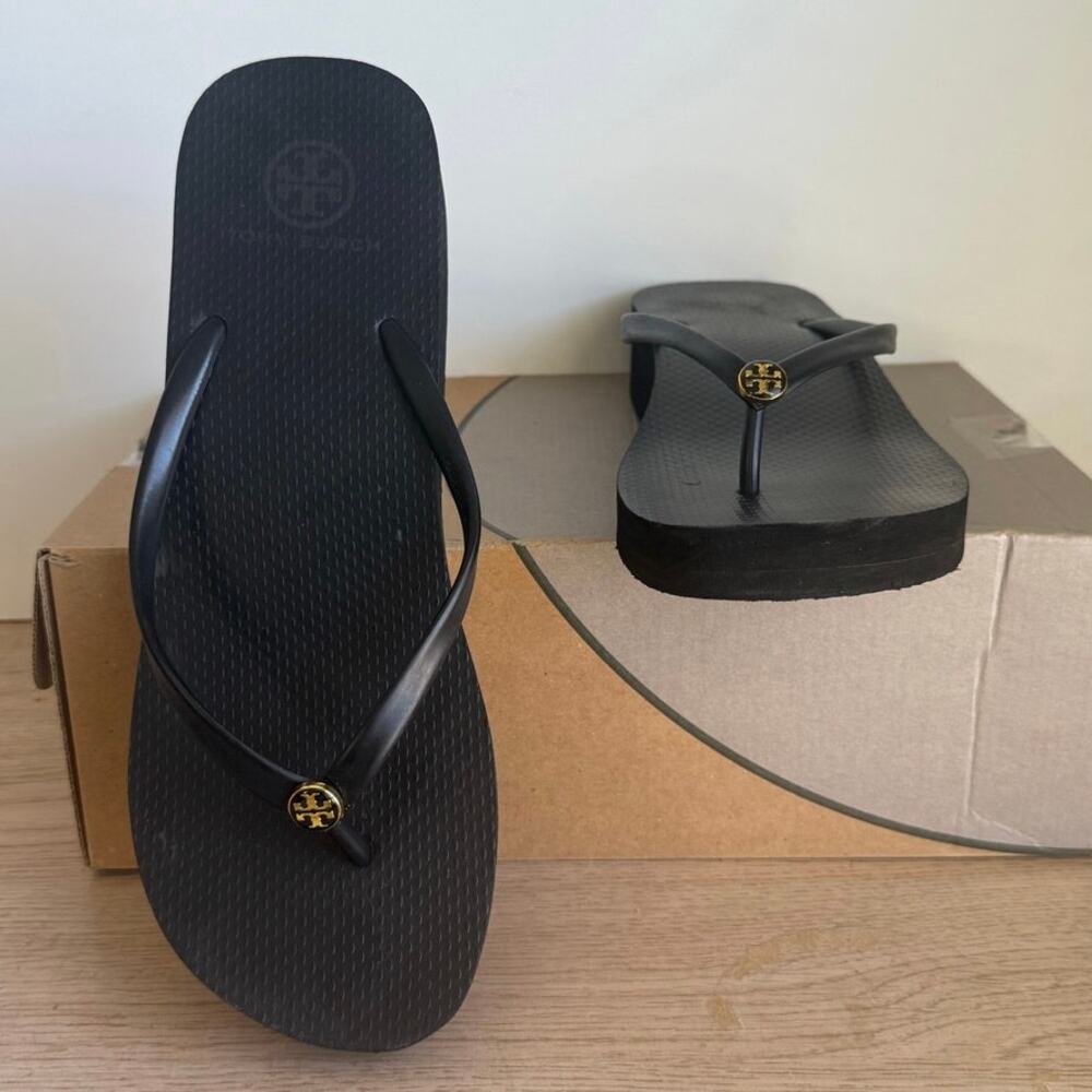 Tory Burch Black/Gold Women Platform Slippers Sandals… - Gem